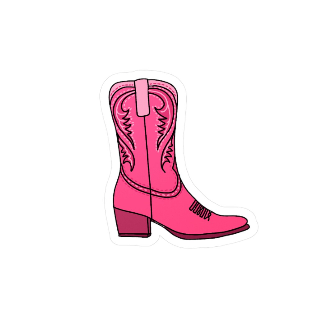 Cute Cowboy Boot Vinyl Sticker Pink Aesthetic - Etsy