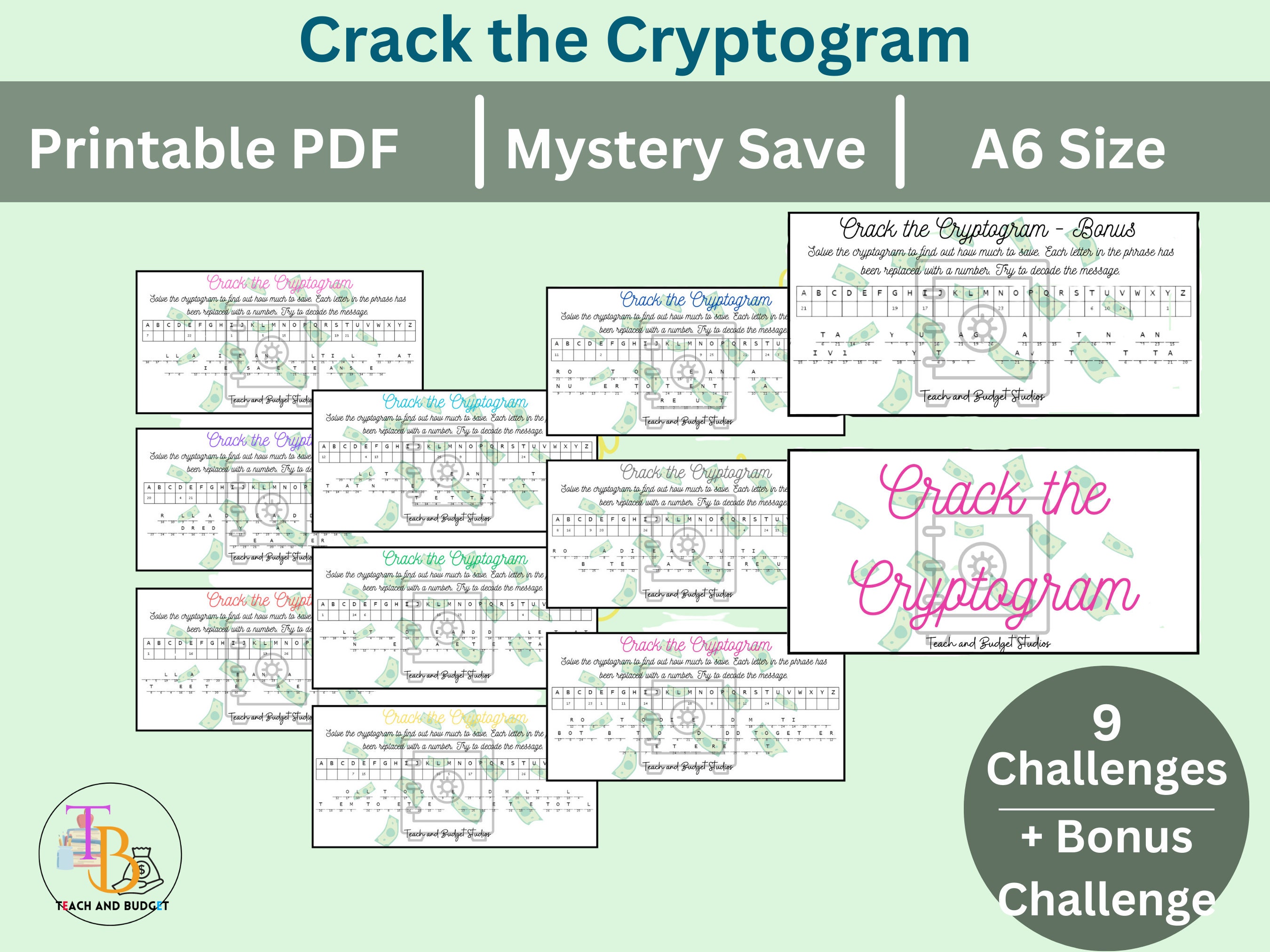 Crack the Cryptogram Saving Challenge for A6 Envelopes Cash Envelopes ...
