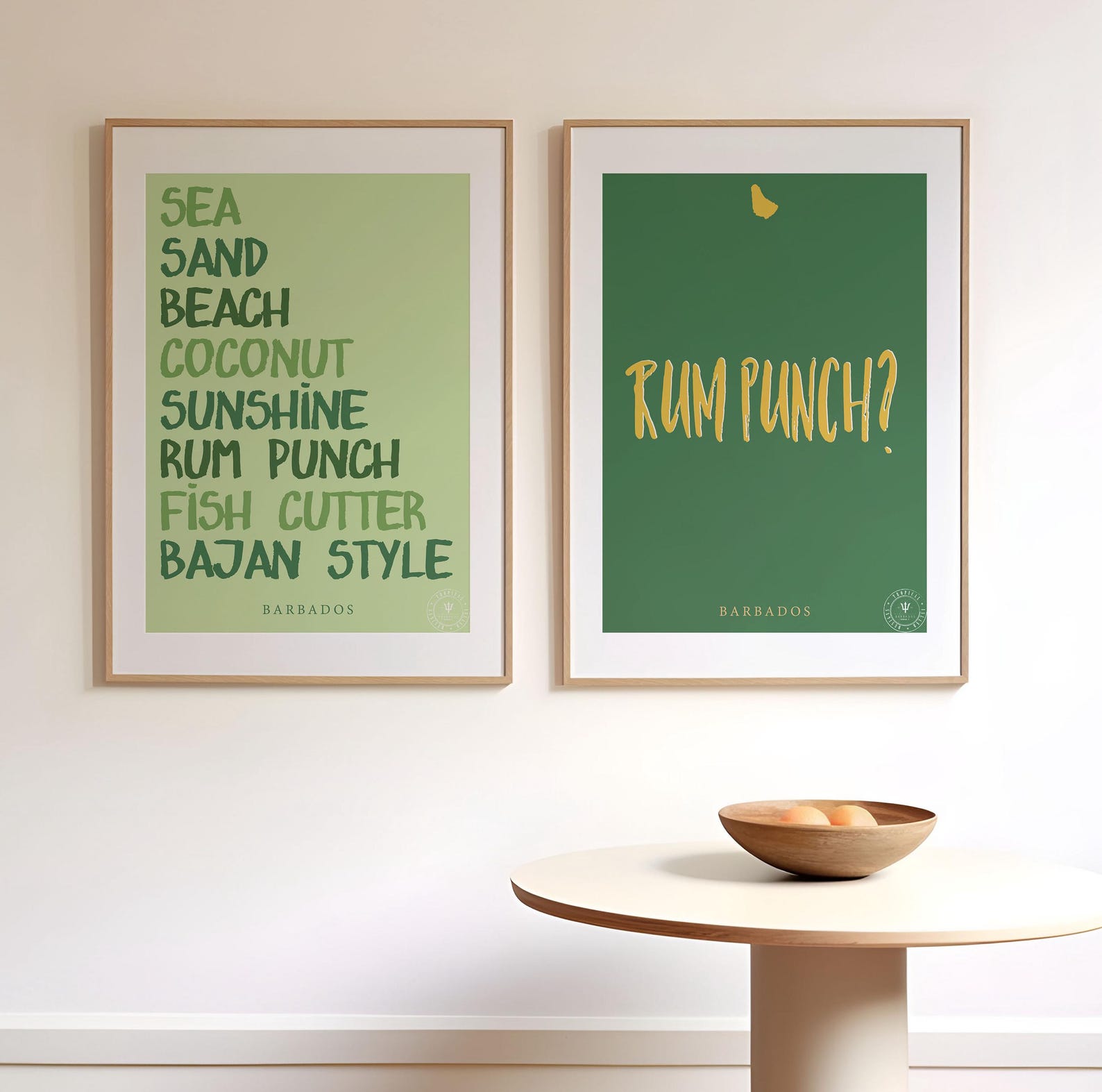 Barbados Wall Art Duo, Instant Download Green Tropical Prints, Barbados ...