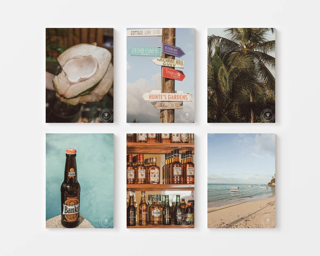 Barbados Wall Art Set 6 Tropical Prints, Caribbean Photography for ...