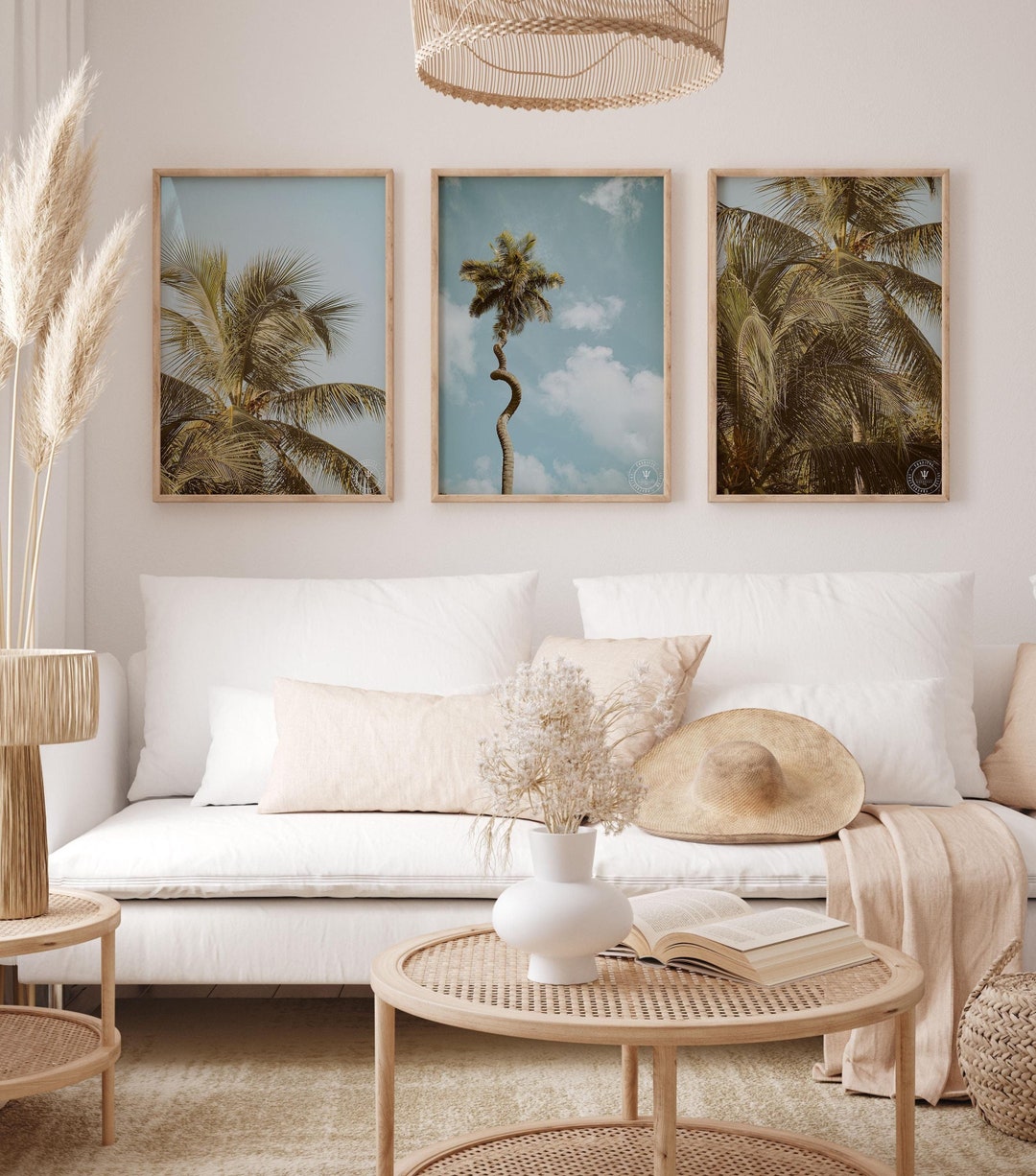 Stylish Palm Tree Prints in Muted Tones, Tropical Barbados Photography ...