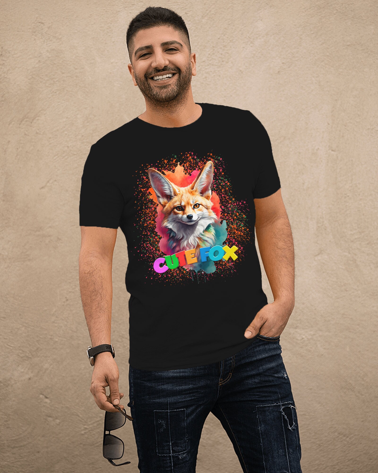 Graphic Art T-shirt, Artistic T-shirt With Fox, Cute Fox T-shirt ...