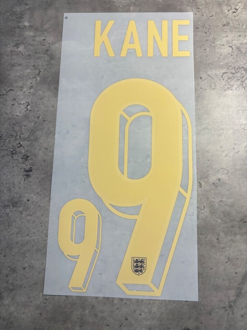 Kane 9 England Euro 2024 Adults Away Gold Football Shirt Print Nameset ...