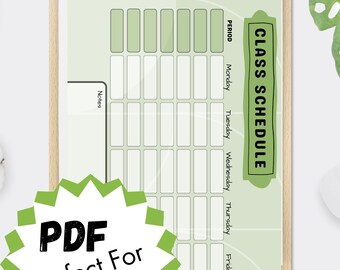 Printable Class Schedule Planner Instant Download Minimalist Weekly ...