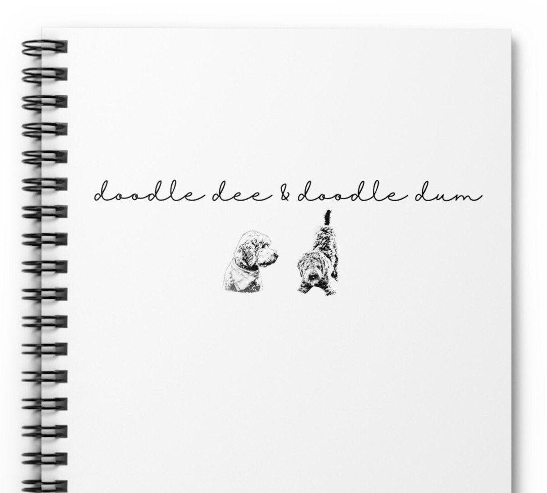 Doodle Dee & Doodle Dum Blank Spiral Notebook, Golden Doodle Sketch ...