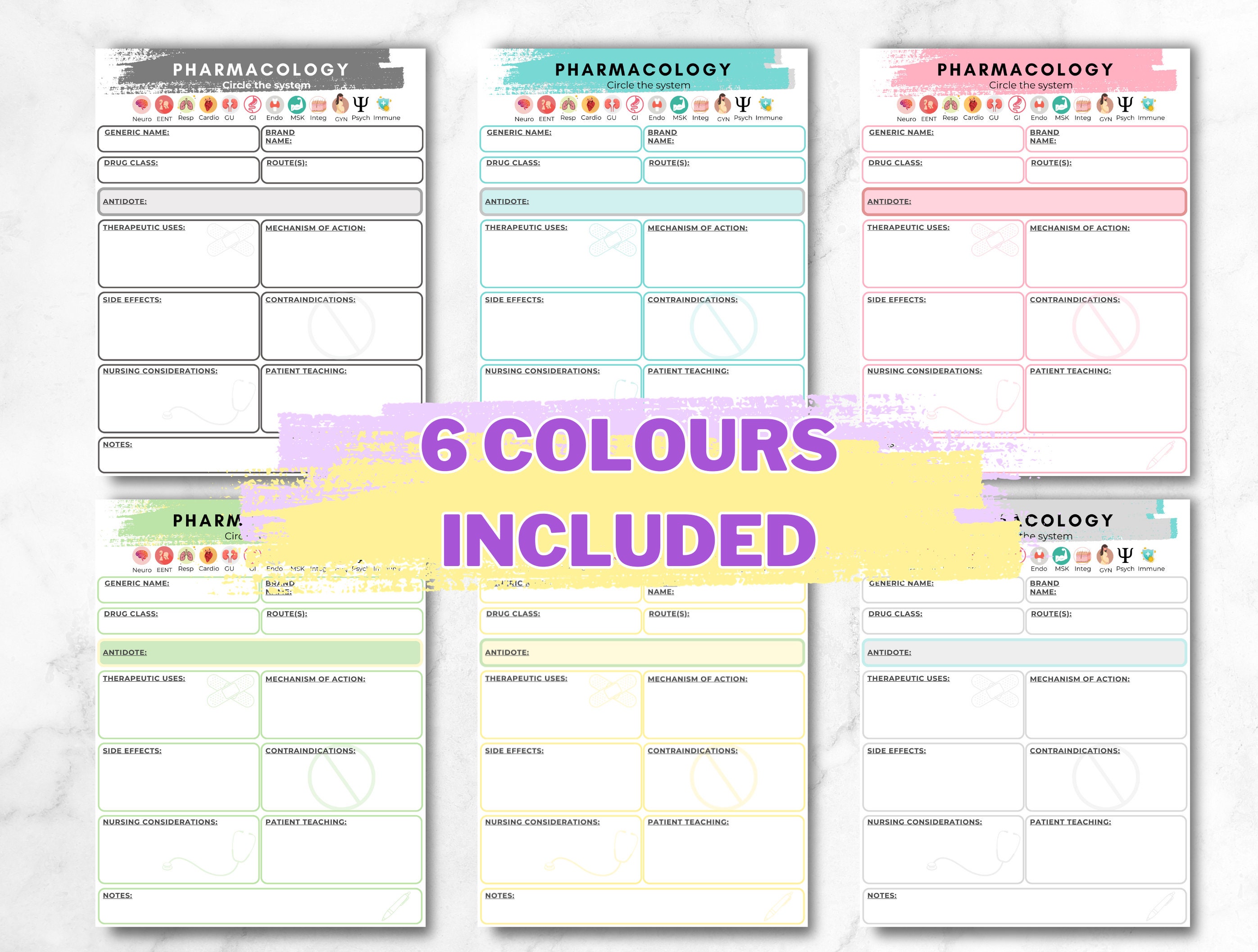 Printable Pharmacology Template for Nursing Student, Drug Card Template ...