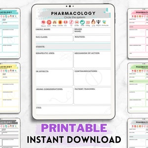 Printable Pharmacology Template for Nursing Student, Drug Card Template ...