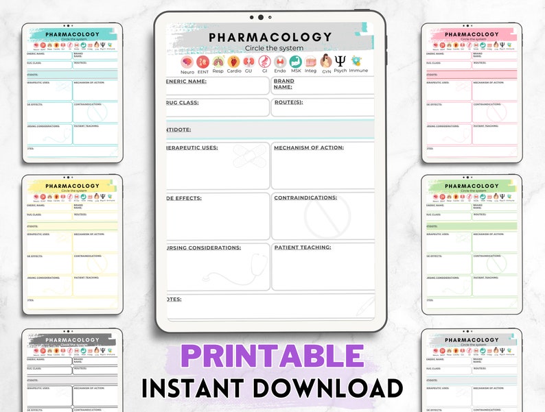 Printable Pharmacology Template for Nursing Student, Drug Card Template ...