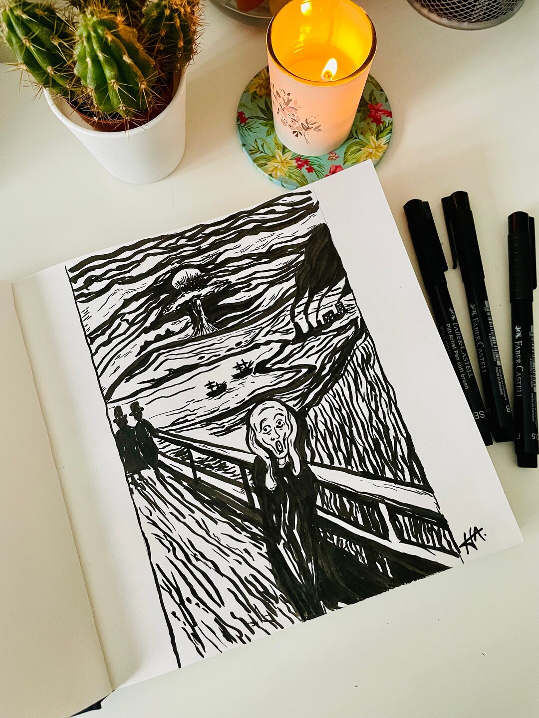Original Pen Drawing of "scream" Painting - Etsy
