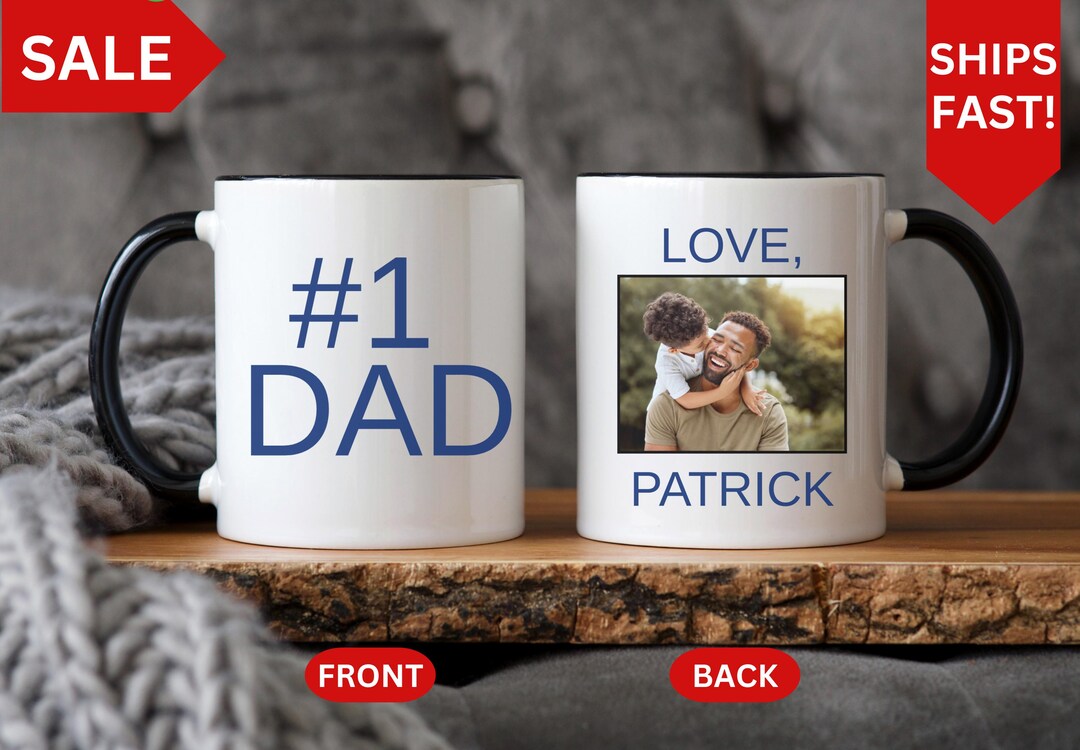 Number #1 Dad Mug, Personalized Photo Mug, Dad Birthday Gift, Fathers ...