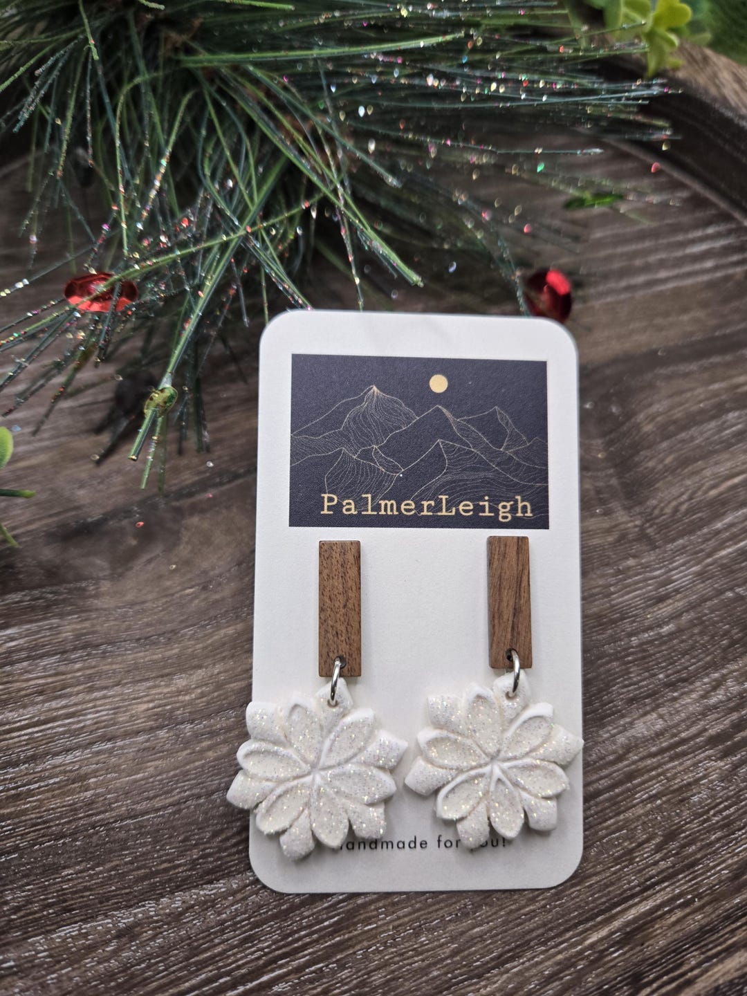 Glitter Snowflake, Wooden Post, White - Etsy