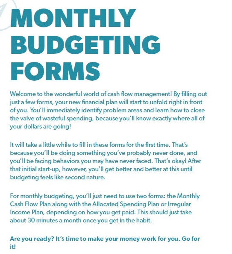 Monthly Budgeting Forms digital Download From Dave Ramsey Certified ...