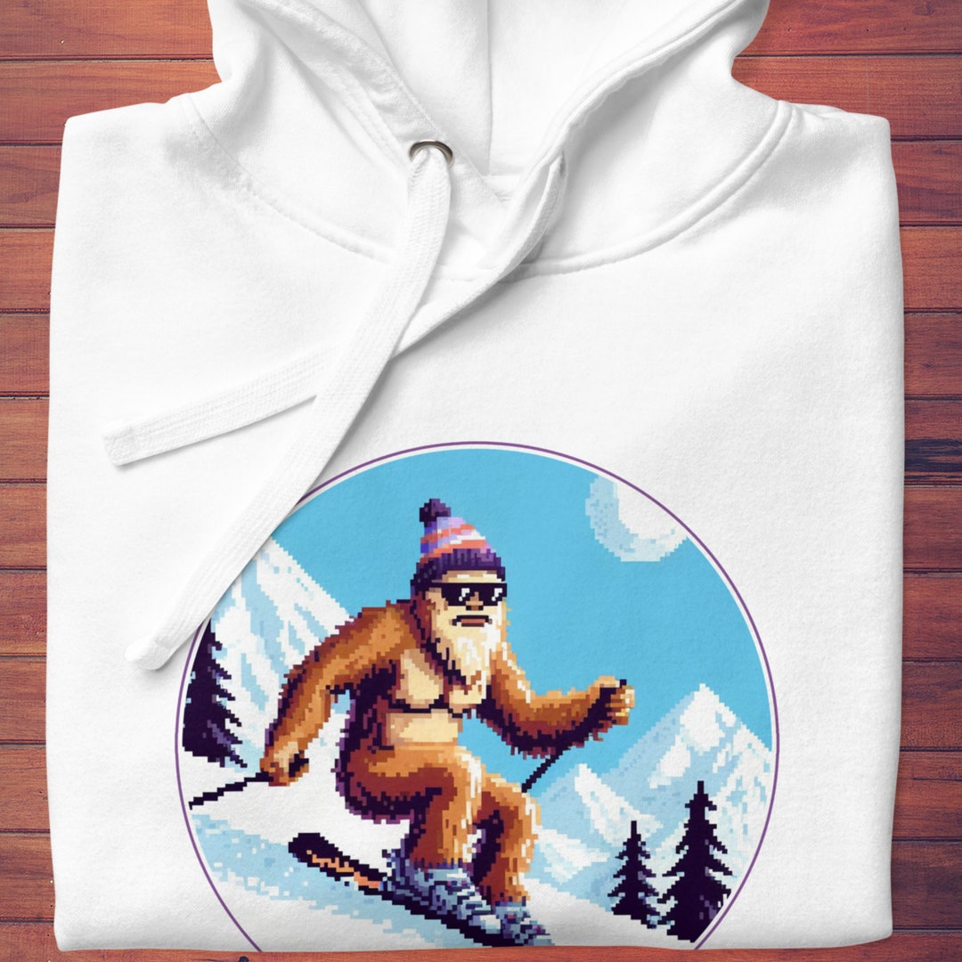 8-bit Skiing Sasquatch Unisex Hoodie, Big Foot, Squatch, for Men, for ...