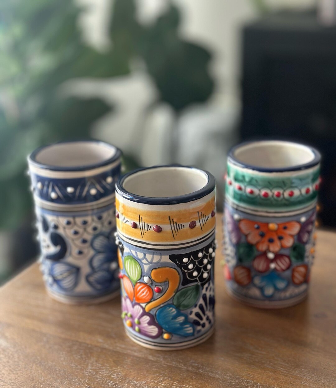Colorful Handmade Mexican Talavera Cup Handmade Home Kitchen Decor Bazo ...