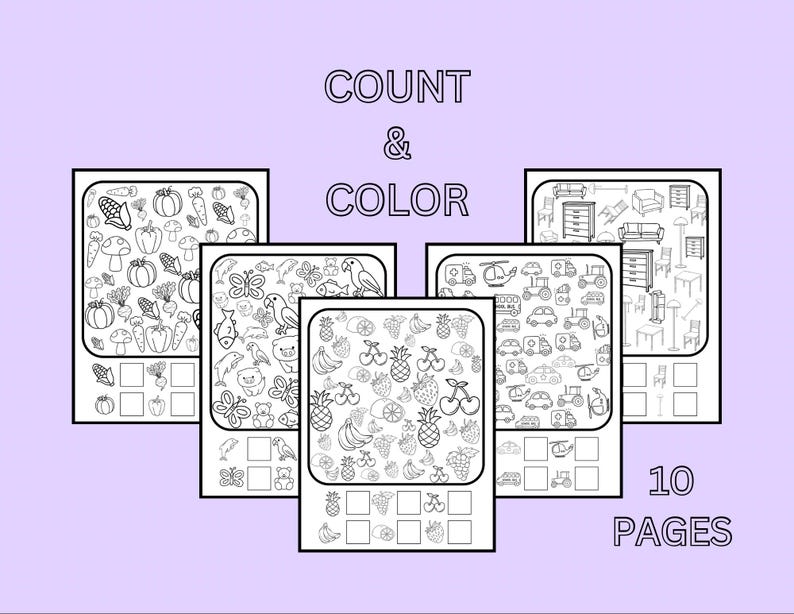 Count and Color | Coloring Pages | Preschool, Kindergarten & Homeschool ...
