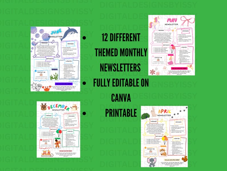 Newsletter Template for Canva printable Design Editable Newsletter ...