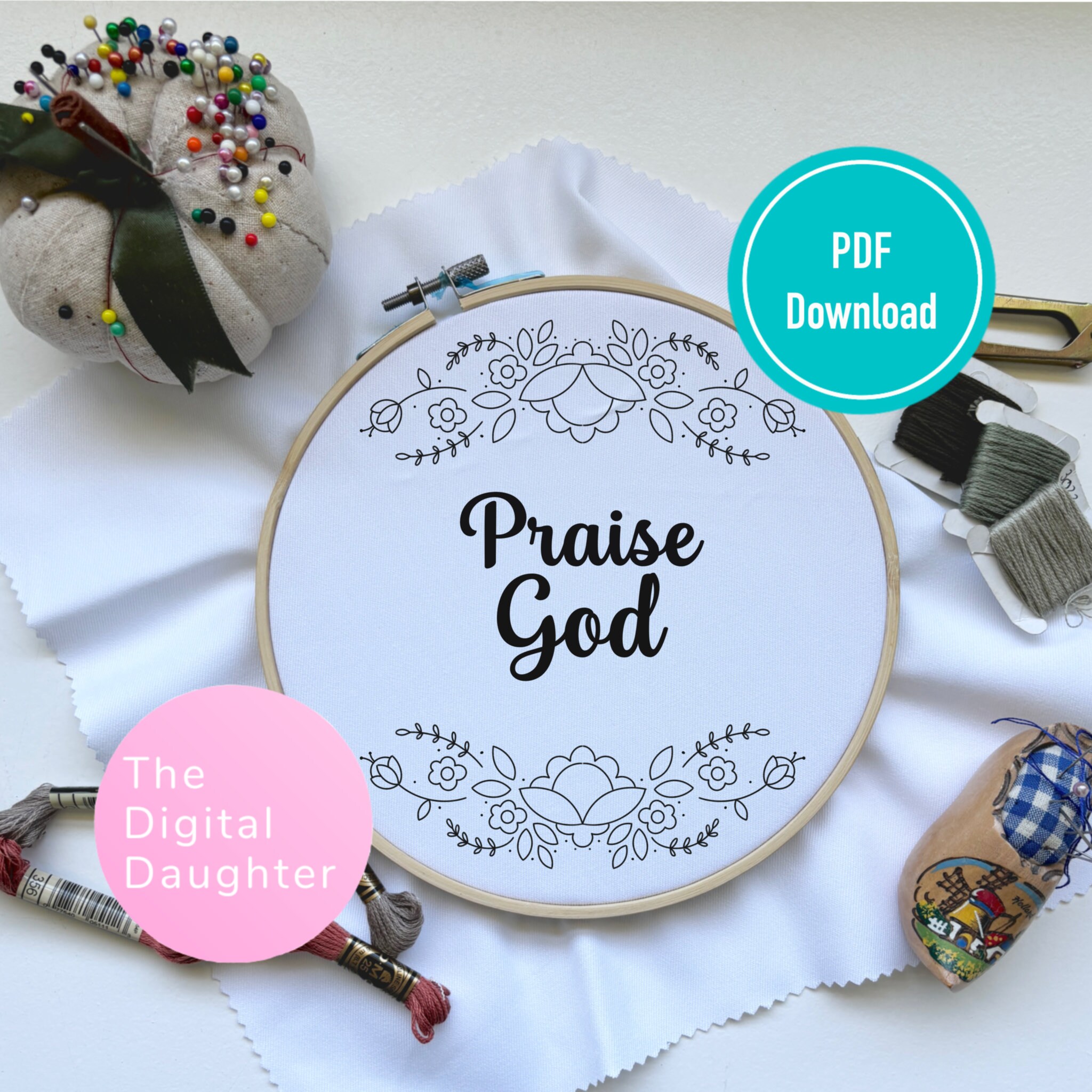 Praise God Embroidery Pattern / Boho / Floral / DIY - Etsy