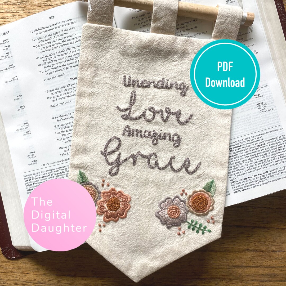 Amazing Grace Template/ Mini / Embroidery Pattern / Boho / Floral - Etsy