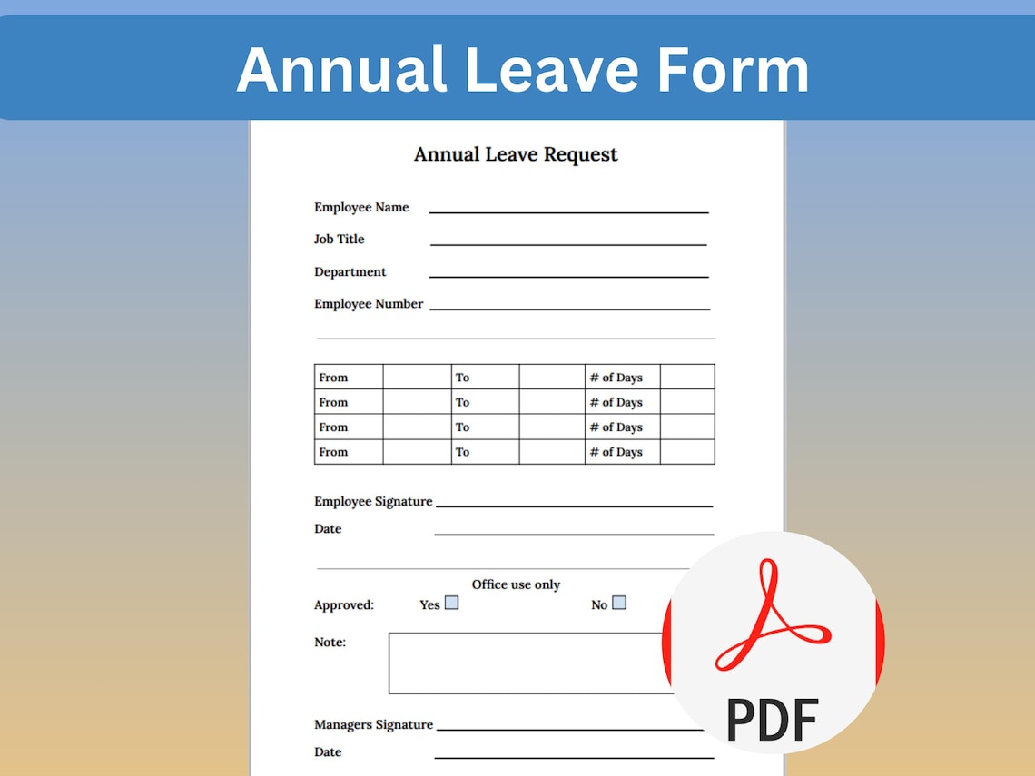 Annual Leave Form Template - Holiday & Vacation Request Tool for Hr ...