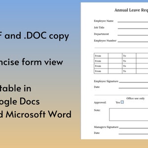 Annual Leave Form Template - Holiday & Vacation Request Tool for Hr ...