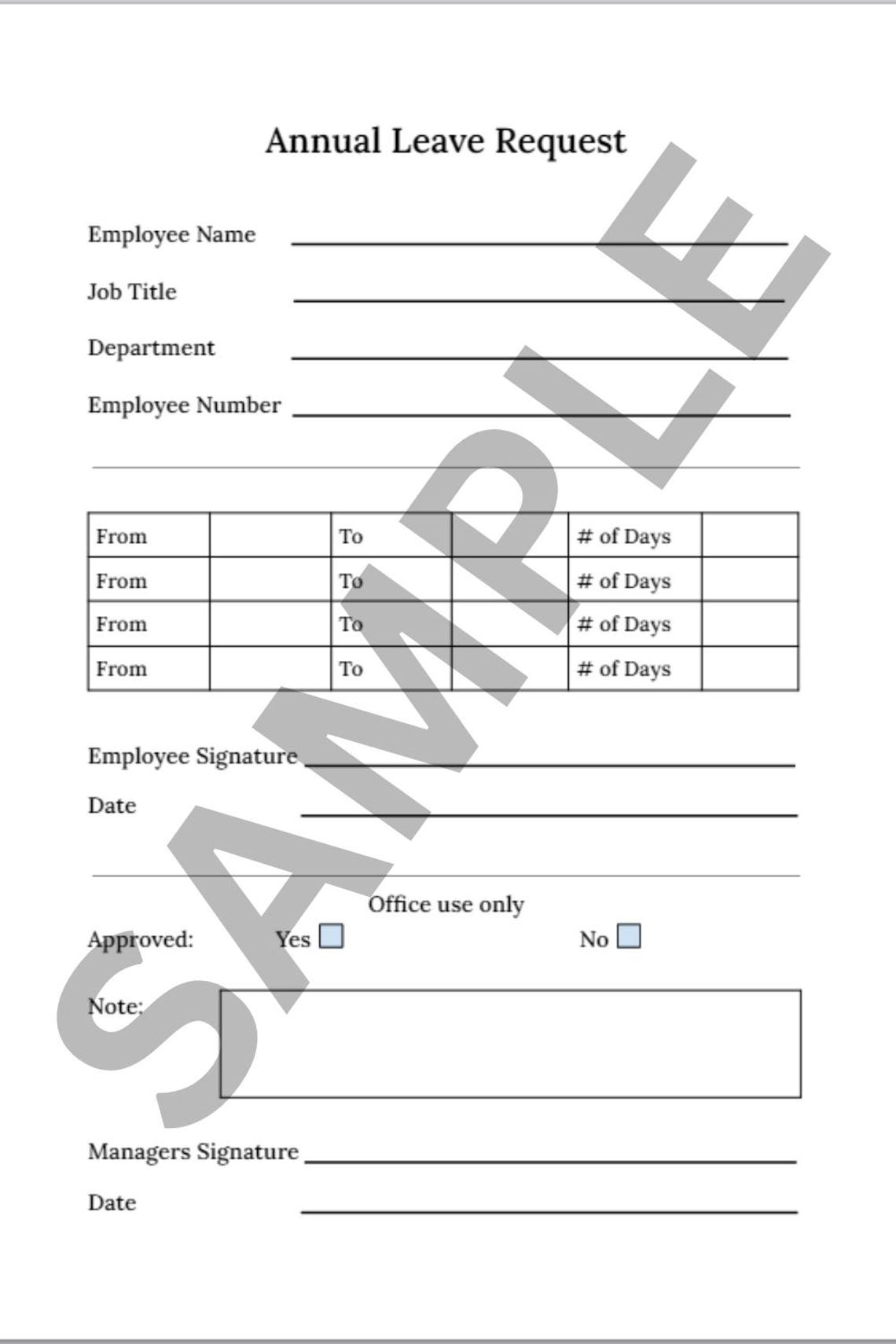 Annual Leave Form Template - Holiday & Vacation Request Tool for Hr ...
