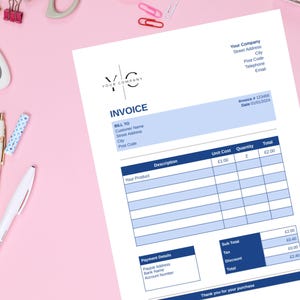 Blue Invoice Template: A4 Printable, Editable in Word & Google Docs - Etsy