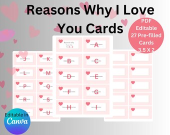 Customizable Reasons to Love A to Z Romantic Valentines Day Card ...
