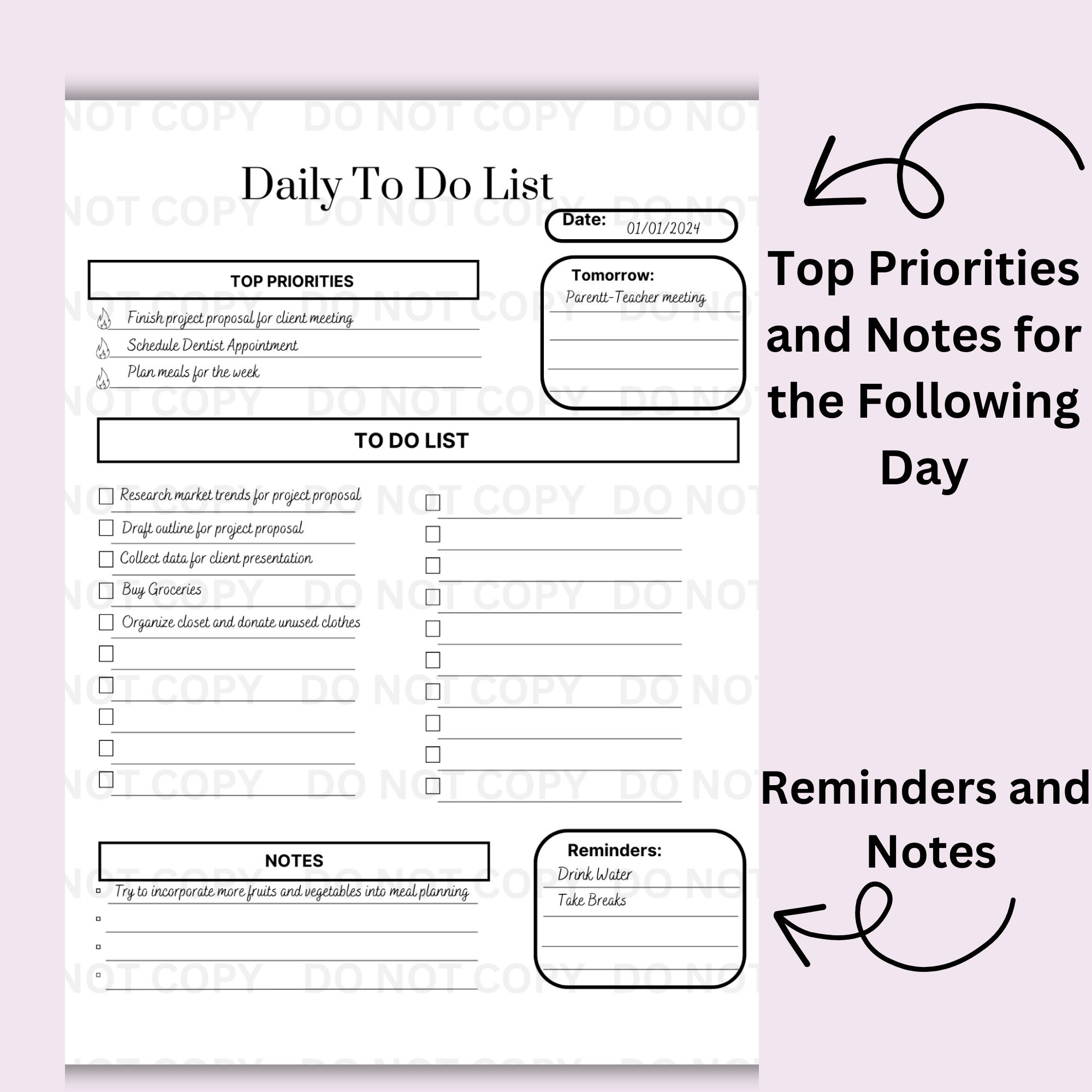 To Do List Printable Daily to Do List Daily Planner Minimalist Daily ...