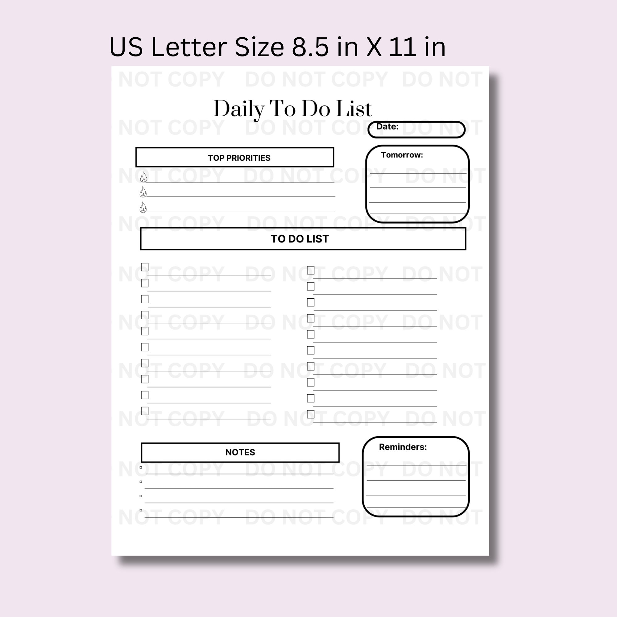 To Do List Printable Daily to Do List Daily Planner Minimalist Daily ...