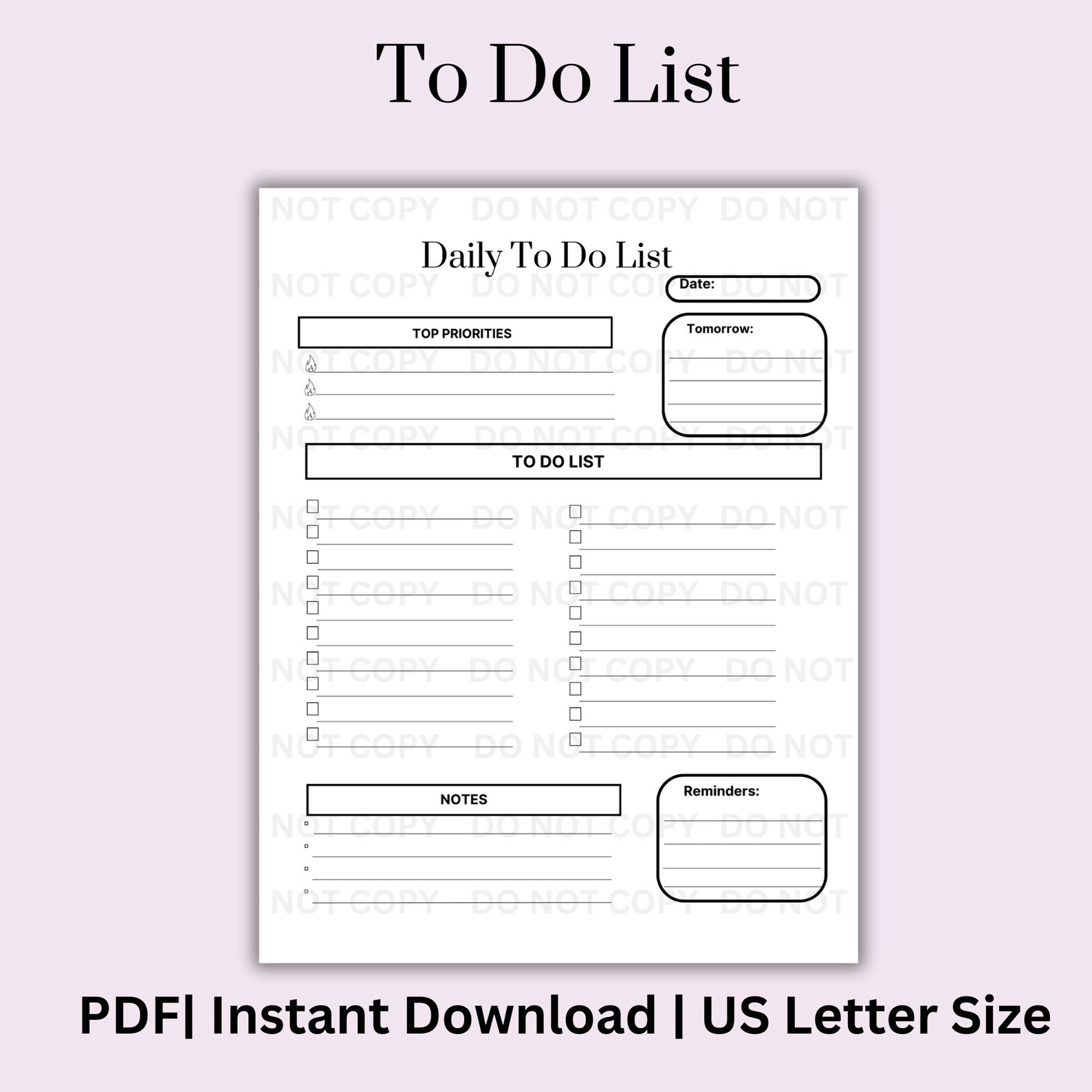 To Do List Printable Daily to Do List Daily Planner Minimalist Daily ...