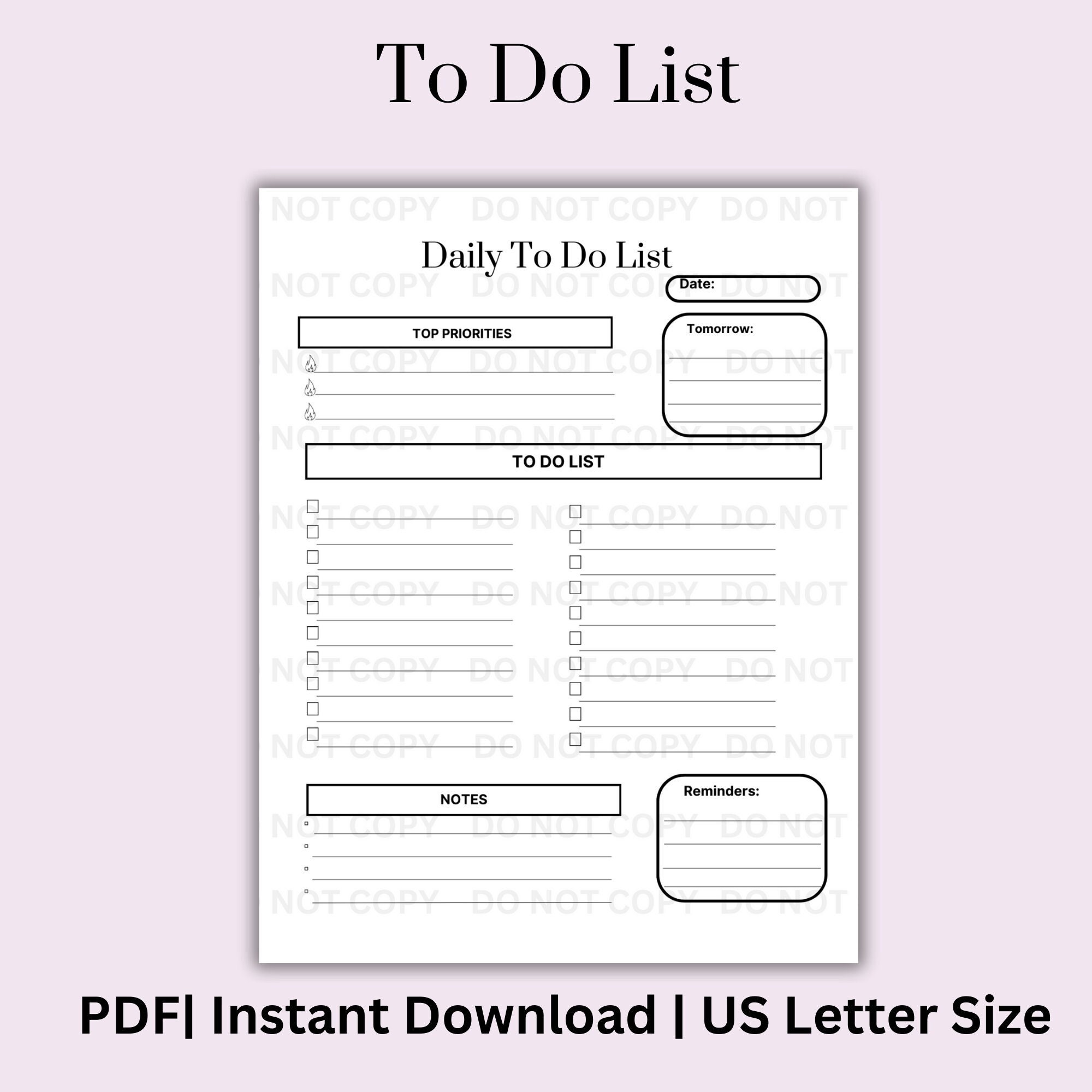 To Do List Printable Daily to Do List Daily Planner Minimalist Daily ...