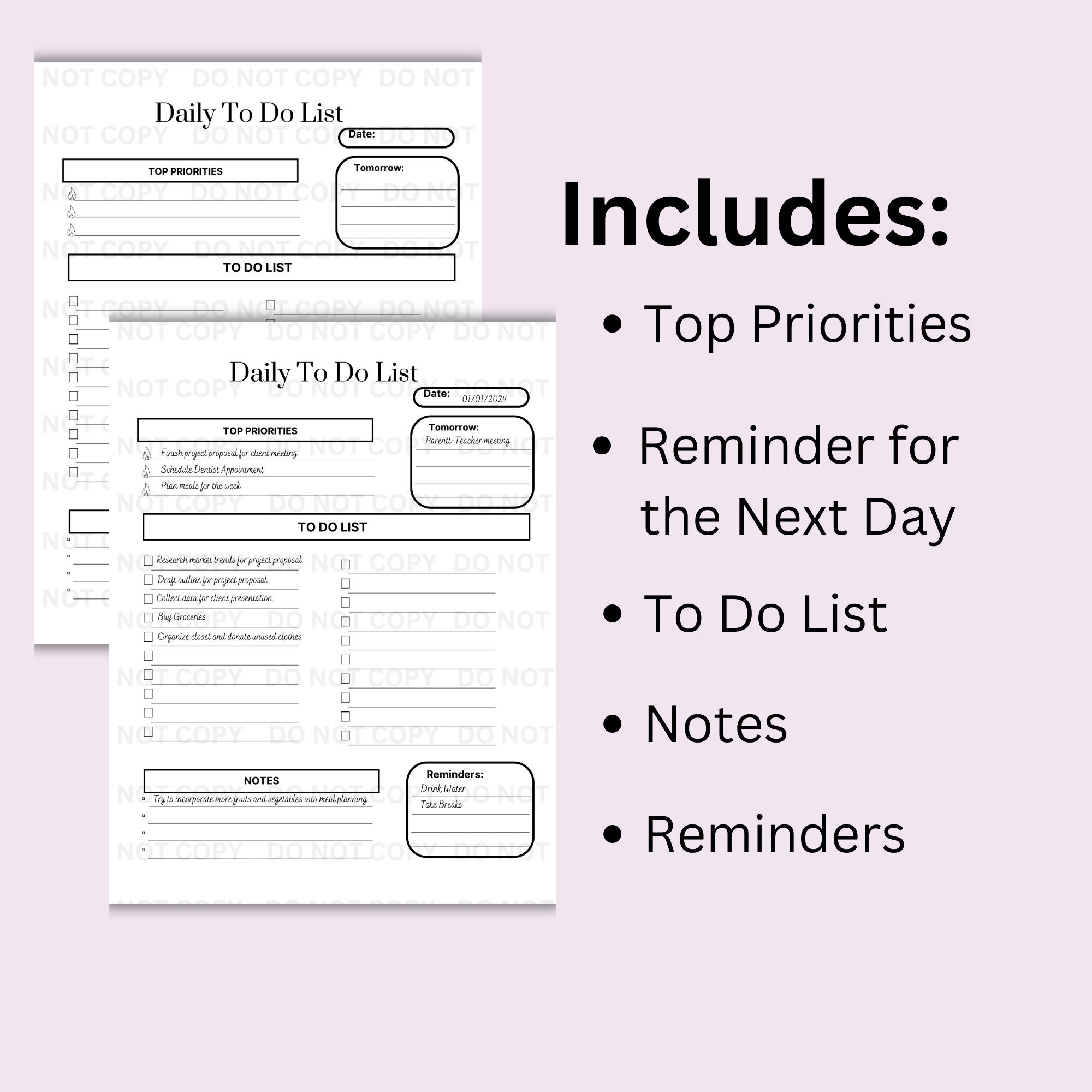 To Do List Printable Daily to Do List Daily Planner Minimalist Daily ...