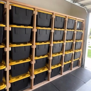 27 Gallon Storage Bin Rack Plans, Storage Bin Garage Shelves ...
