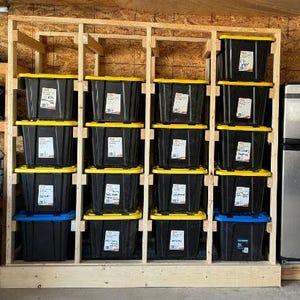 27 Gallon Storage Bin Rack Plans, Storage Bin Garage Shelves ...