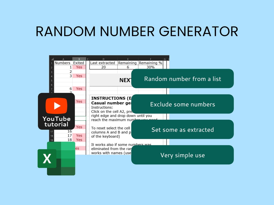 Random Number Generator Excel Template - Etsy UK