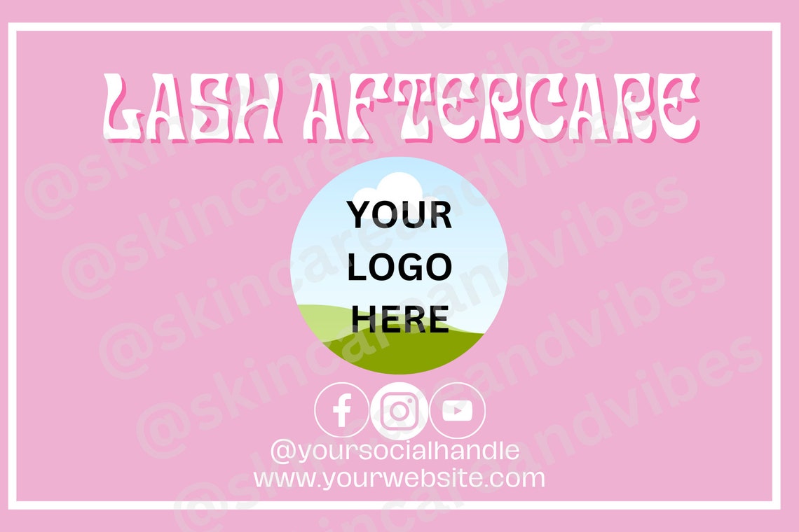 Lash Extension Aftercare Card Template | Canva Editable Post-lash After ...