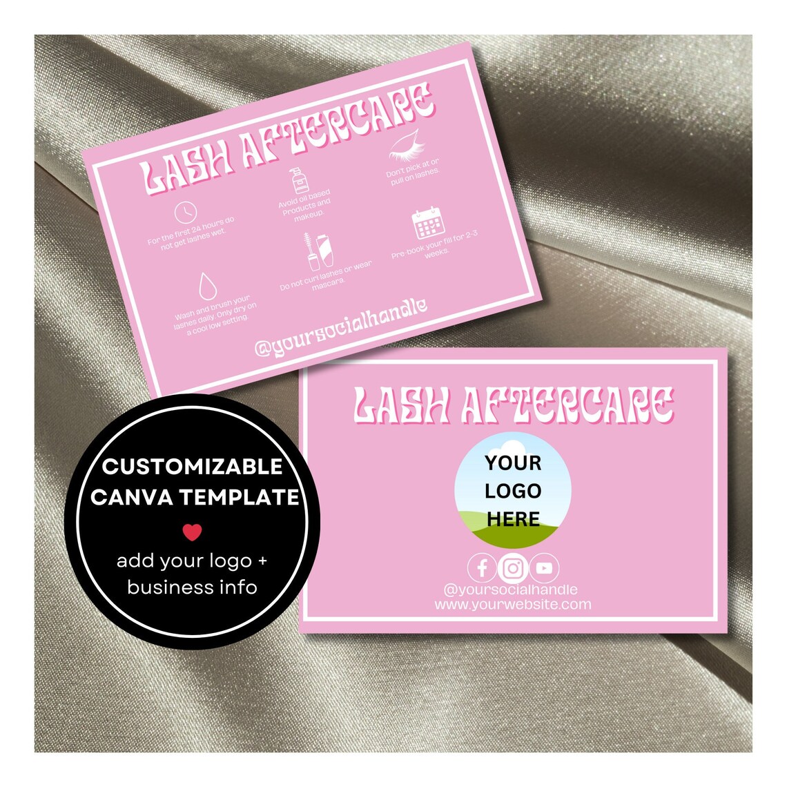 Lash Extension Aftercare Card Template | Canva Editable Post-lash After ...