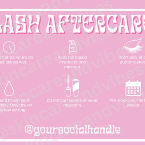 Lash Extension Aftercare Card Template | Canva Editable Post-lash After ...