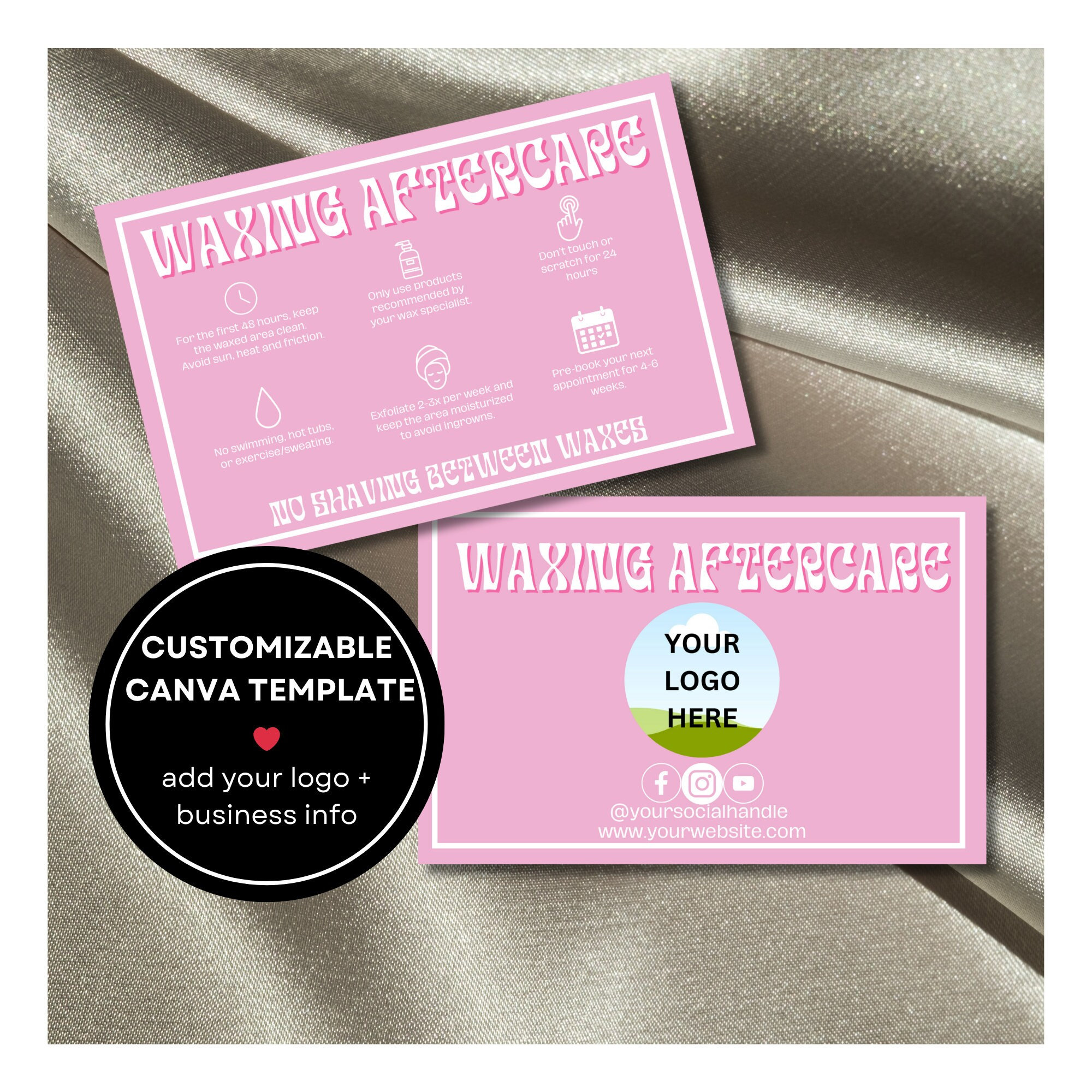 Waxing Aftercare Card Template | Canva Editable Post Wax After Care ...