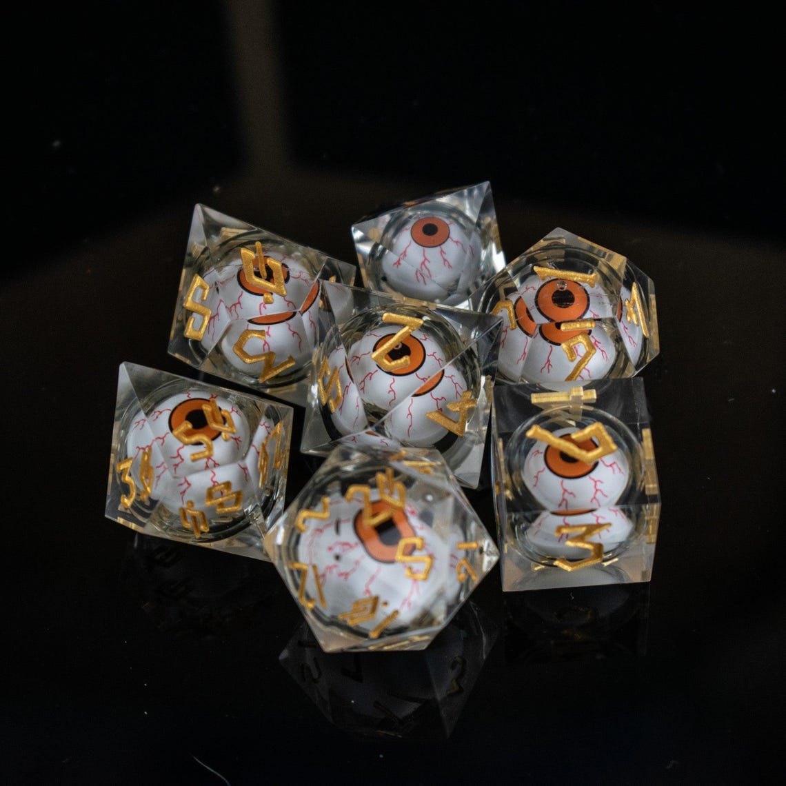 The Watcher: Orange-eyed Liquid Core Dice Set - Etsy