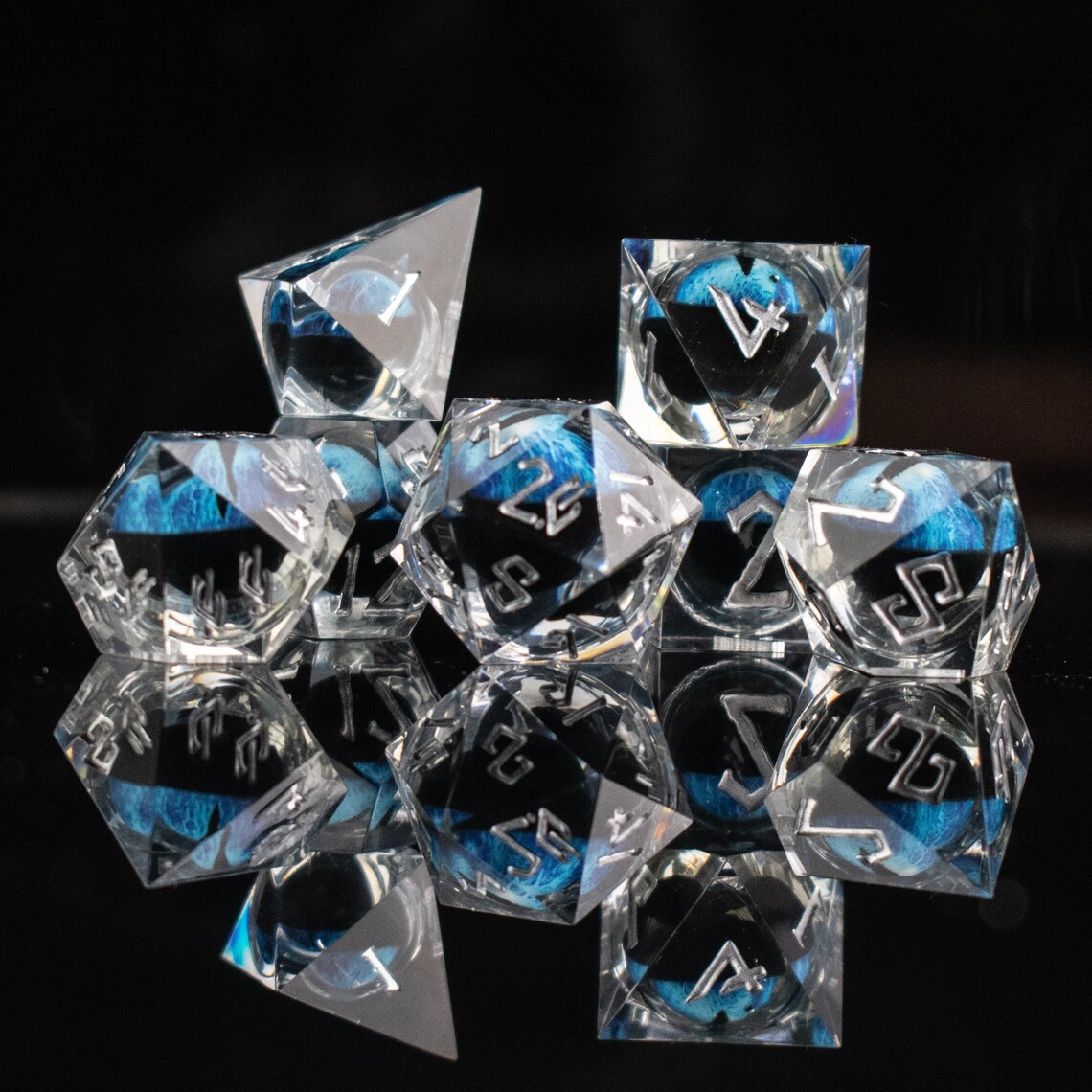 Legacy of Blue Eyes Liquid Core Dice Set Silver - Etsy