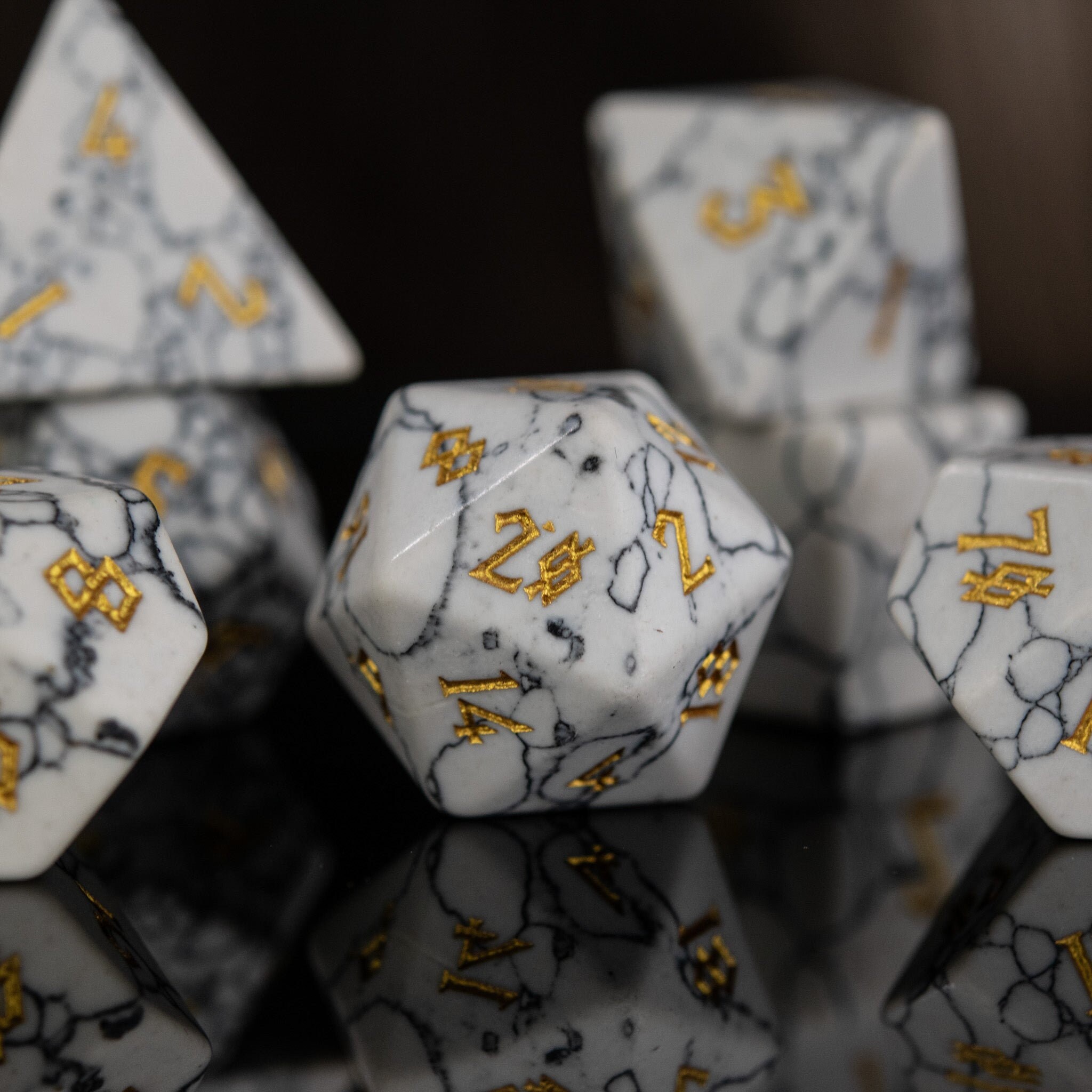White Howlite Stone Dice Set - Etsy