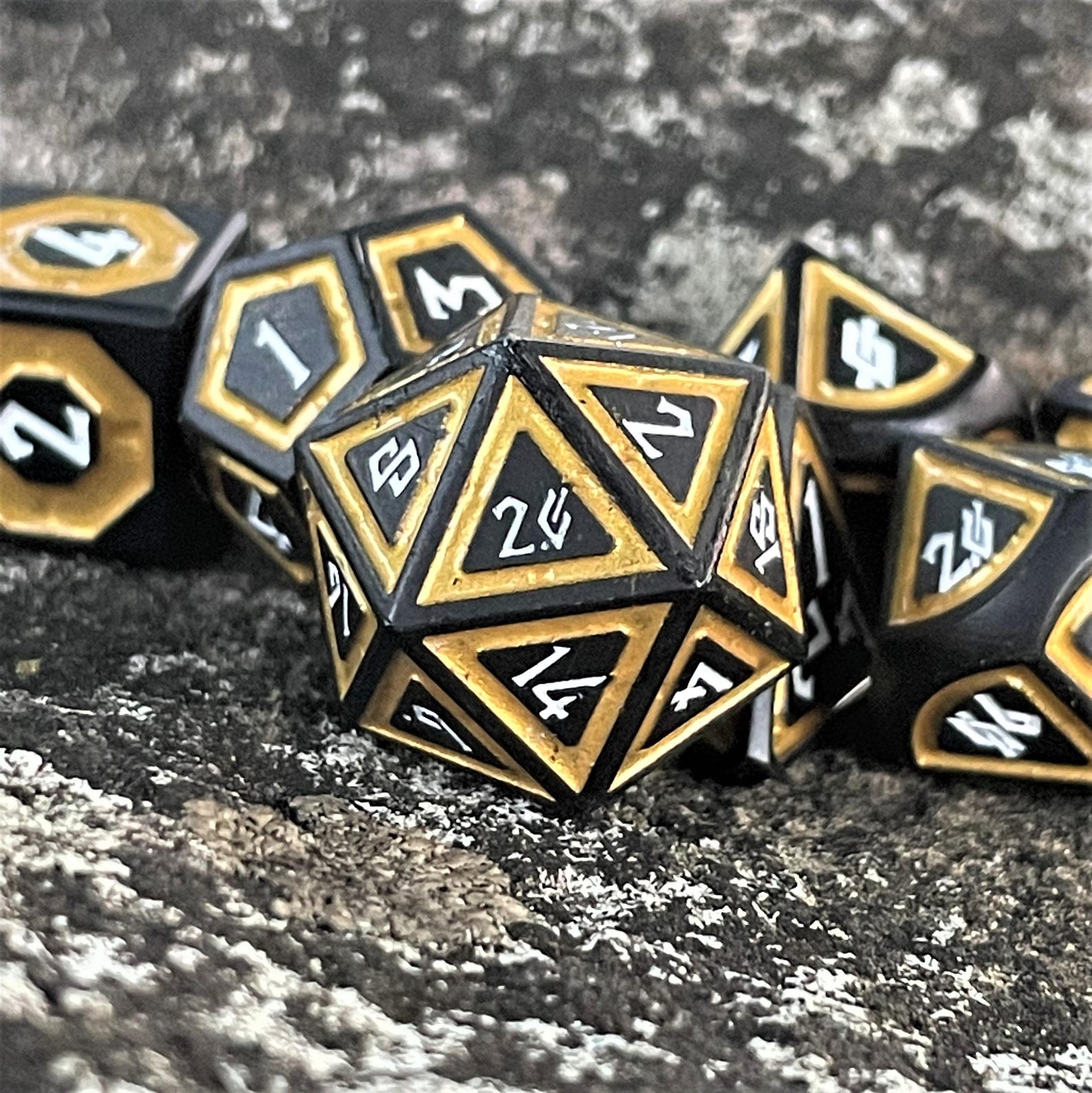 Cleric's Shadow Domain Black and Gold Metal Dice Set - Etsy