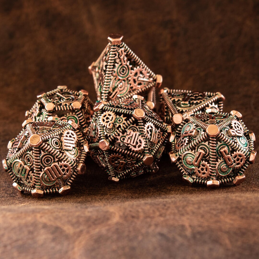 Weird West Wasteland Hollow Metal Dice Set Green and Bronze - Etsy