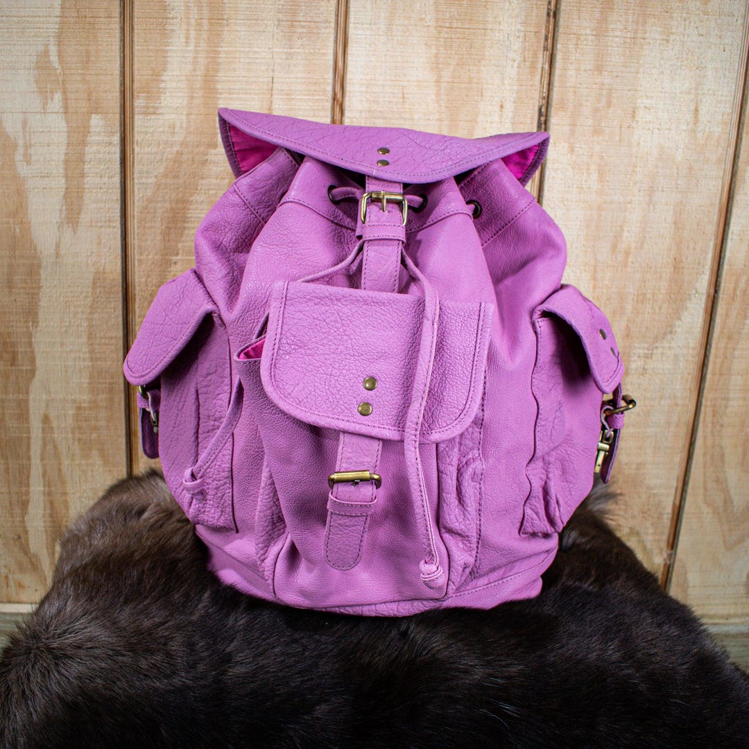 Water Buffalo Leather Hide Backpack Pink - Etsy