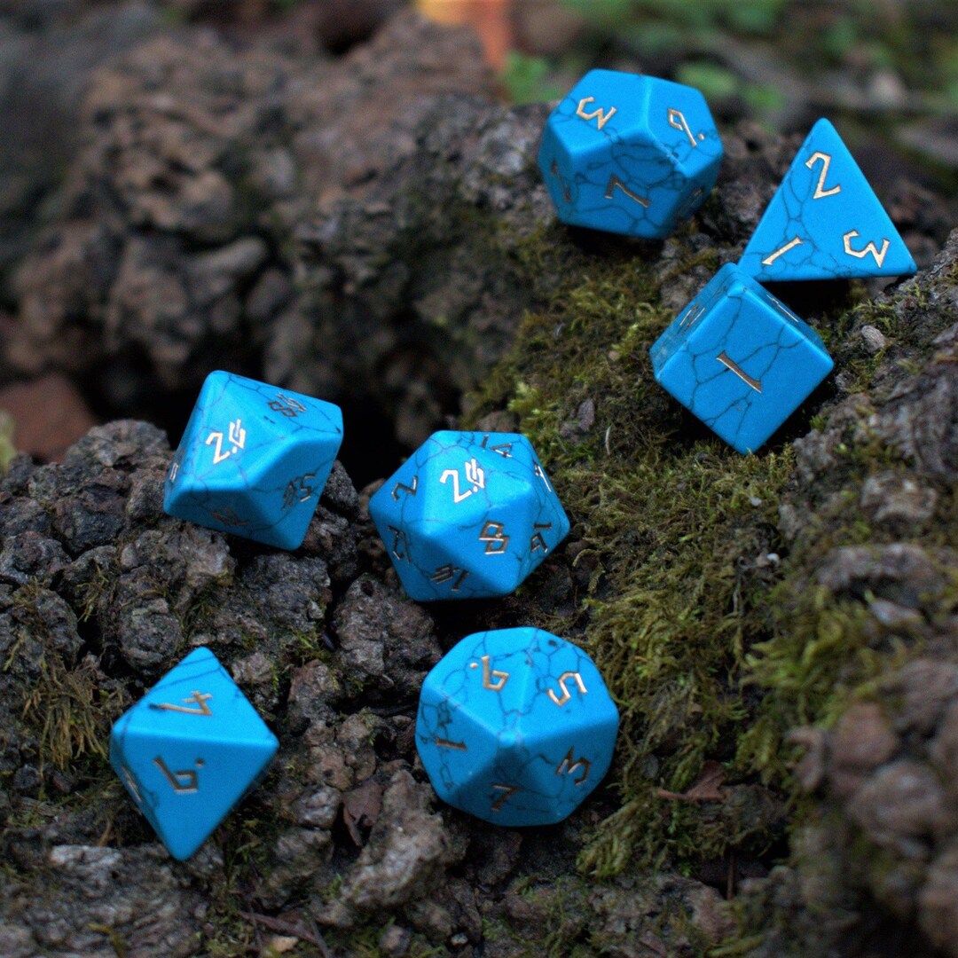 Blue Turquoise Stone Dice Set - Etsy