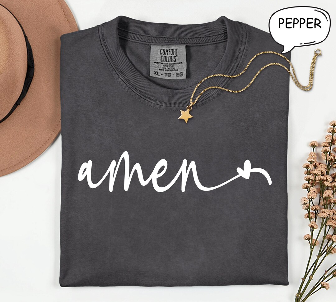 Amen Shirt With Heart Script, Simple Christian Faith Tee, Religious ...