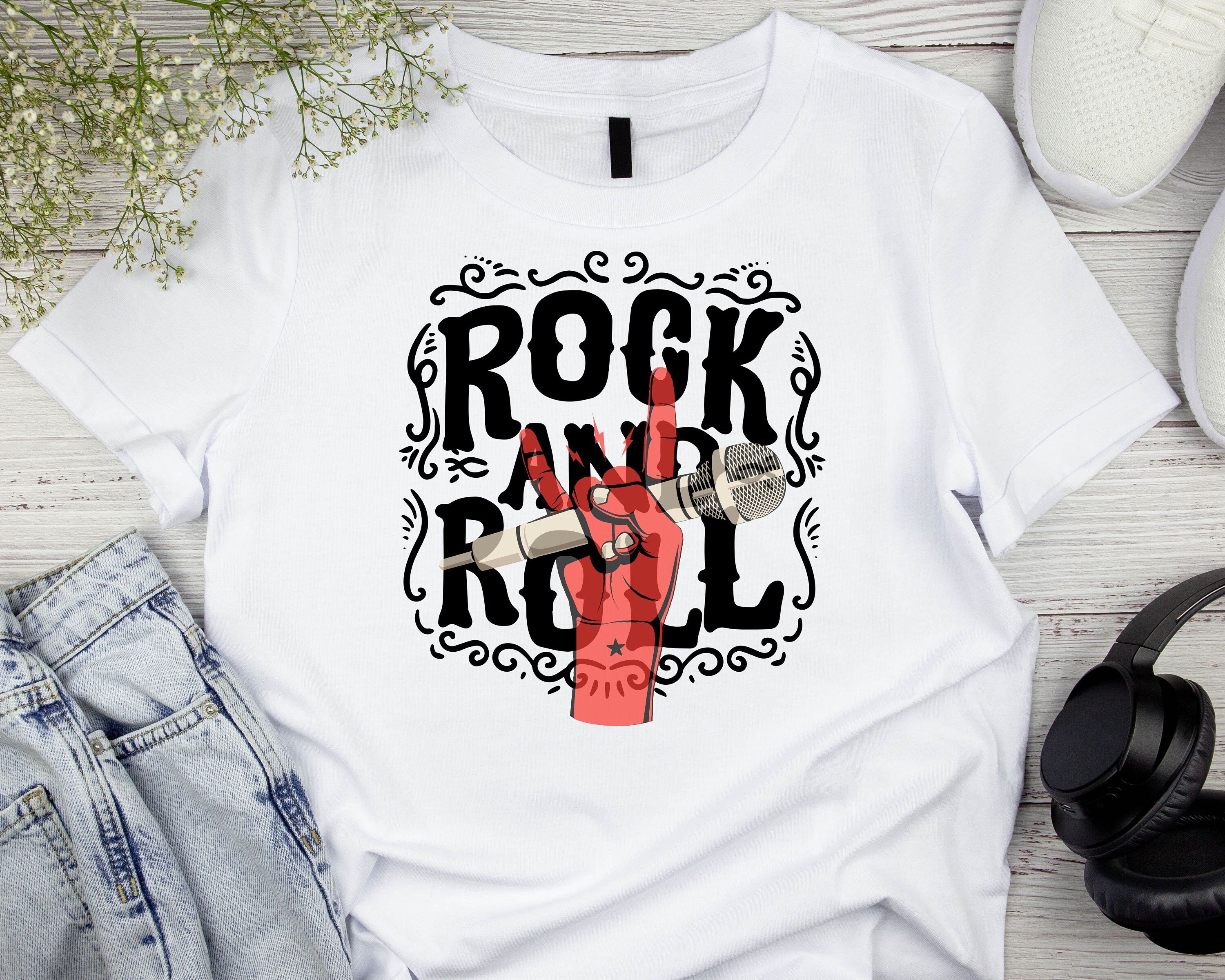 Rock and Roll Shirt, Vintage Music Tee, Retro Vibes Fashion, Music ...