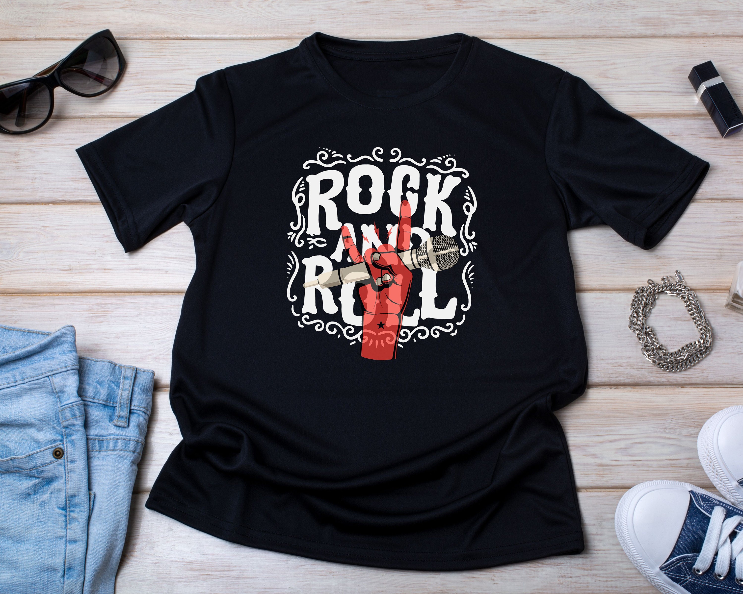 Rock and Roll Shirt, Vintage Music Tee, Retro Vibes Fashion, Music ...