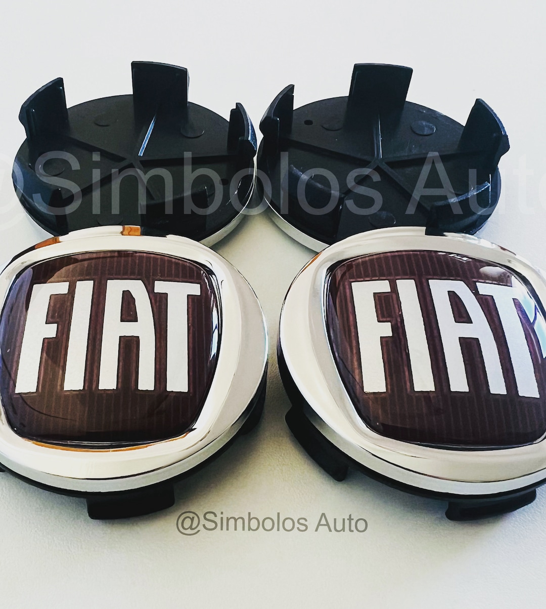 Set of 4 Fiat Logo Hub Caps 50mm 60mm Rim Wheel Center Hubcap Auto Clip ...